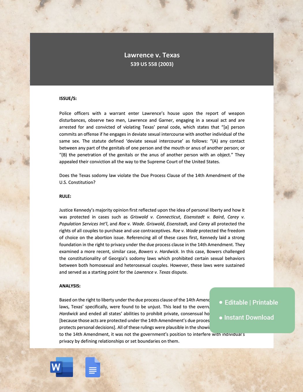 Case Brief IRAC Template - Votebryanroach Case Brief IRAC Template - Votebryanroach